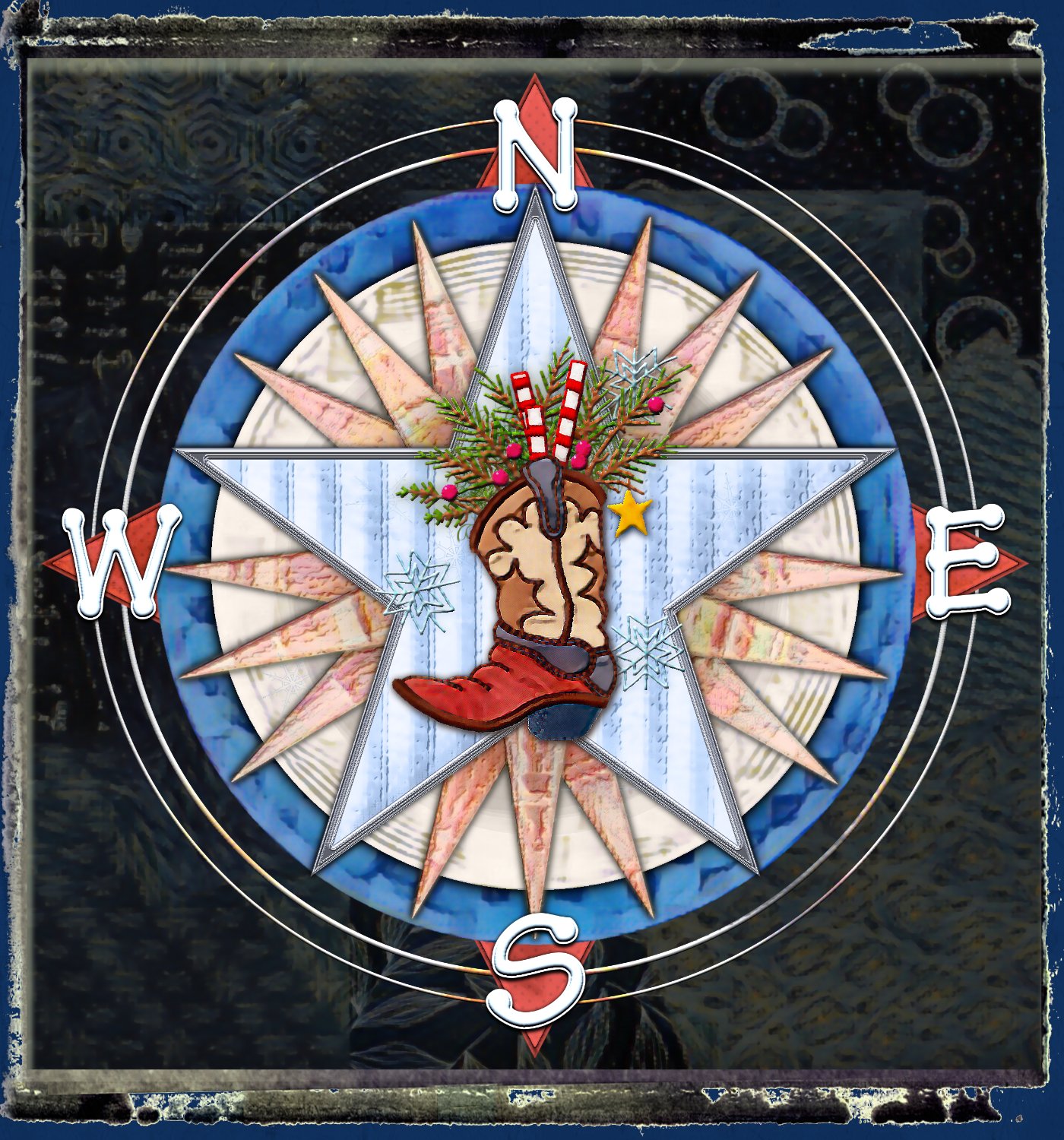 Solve Very Merry Cowboy Compass jigsaw puzzle online with 342 pieces