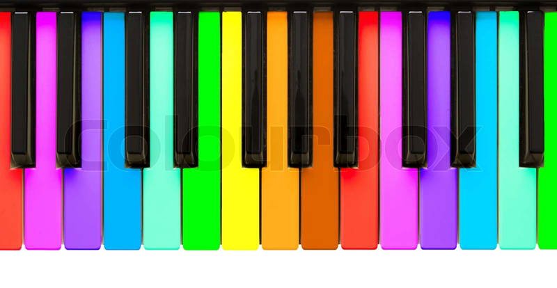 Solve Rainbow piano keys jigsaw puzzle online with 91 pieces