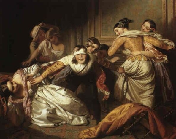 Solve Blind man's buff jigsaw puzzle online with 63 pieces