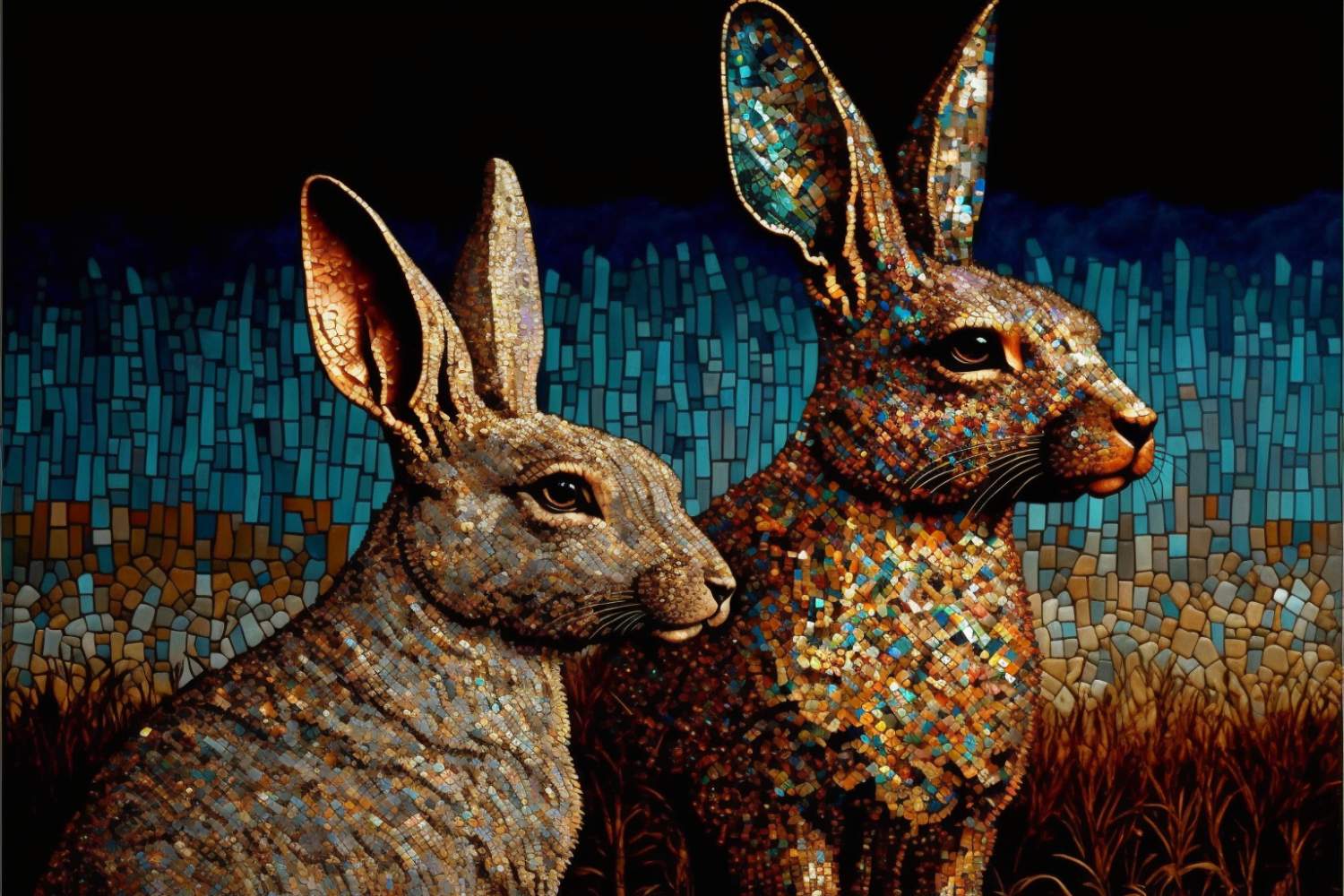 Solve bunnies jigsaw puzzle online with 54 pieces