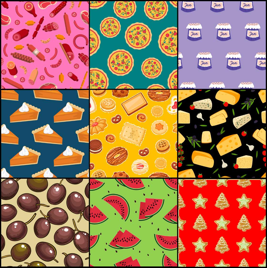 Solve Food patterns 33 jigsaw puzzle online with 81 pieces