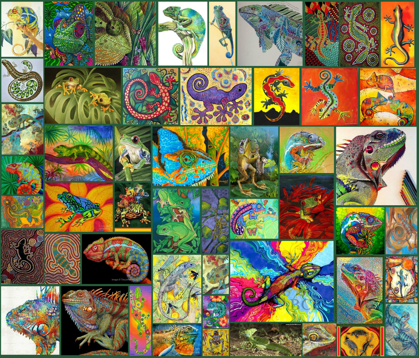 Solve Tropical Reptiles and Frogs jigsaw puzzle online with 460 pieces