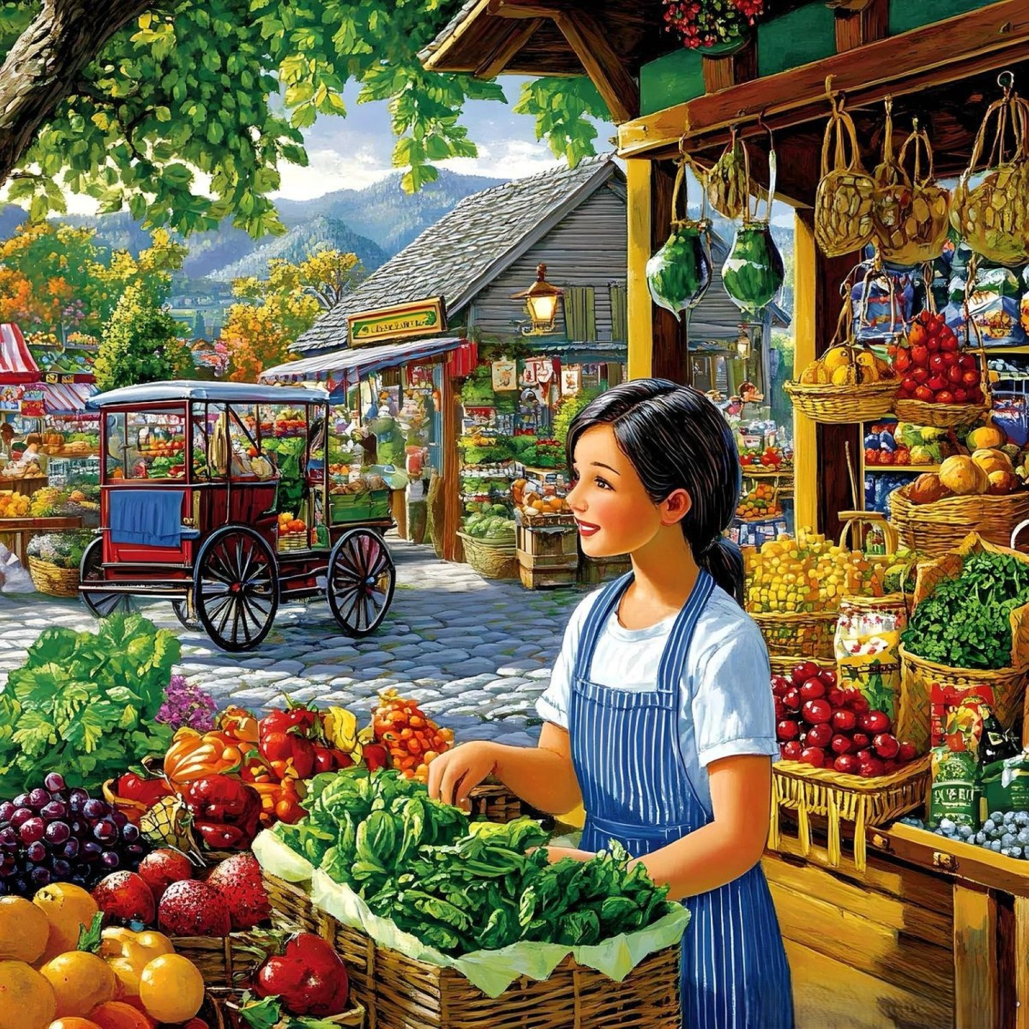 Solve Fruit and Vegetable Market jigsaw puzzle online with 81 pieces