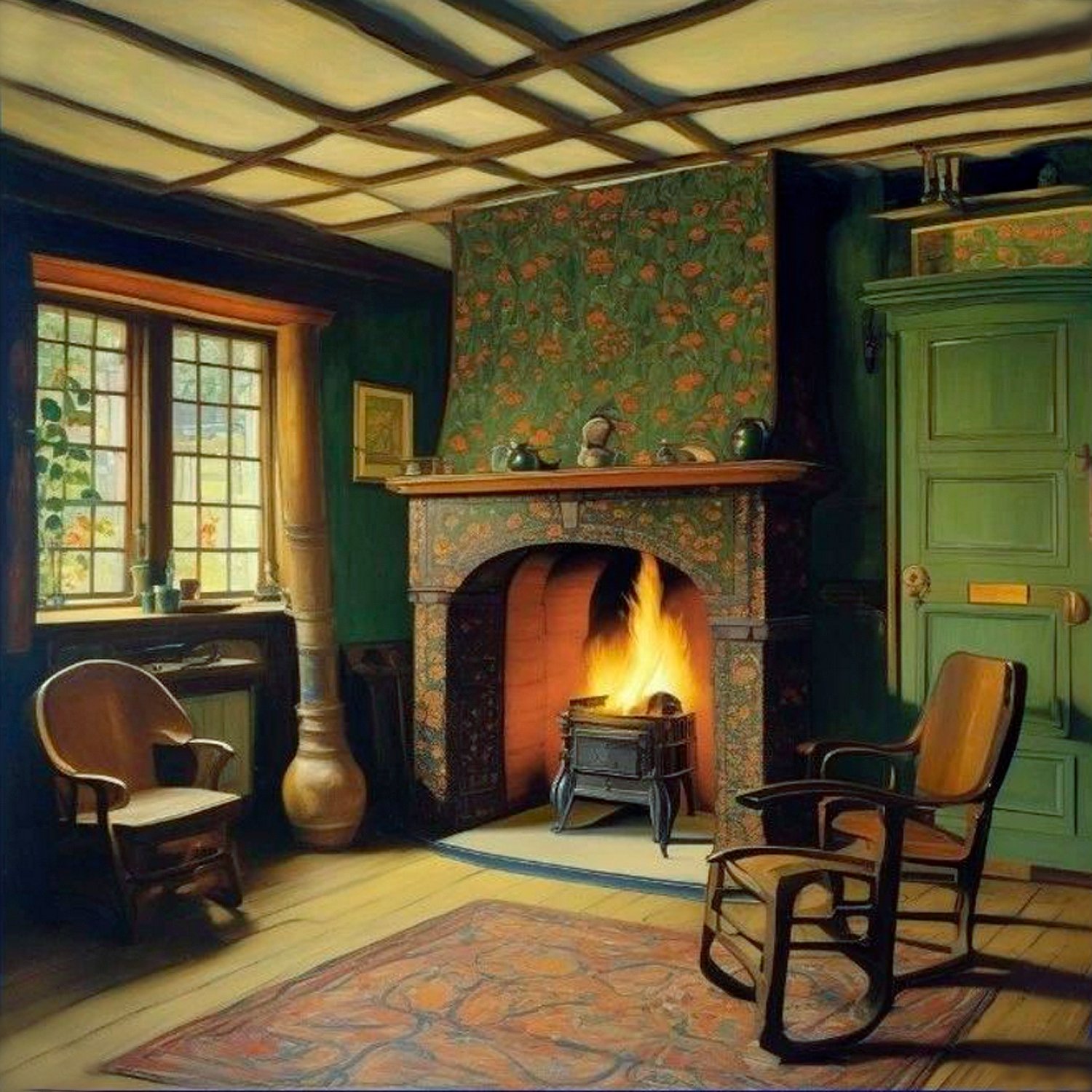 Jigsaw Puzzle | 144 pieces | Farm interior in the style of Edvard Munch ...