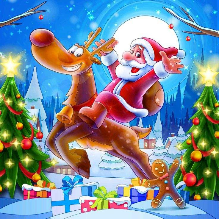 Solve RUDOLPH & SANTA jigsaw puzzle online with 64 pieces