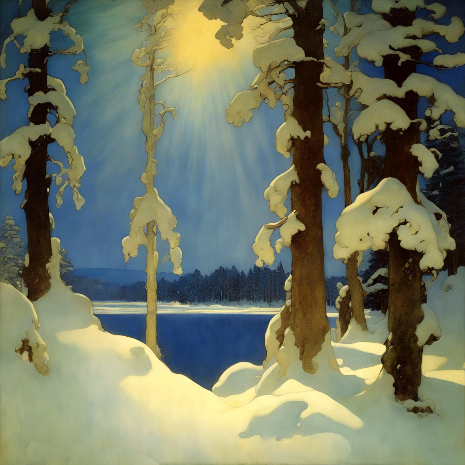 Solve Full Moon Over Lake Arcadia, 2023 - Jef Bourgeau - born 1950 ...