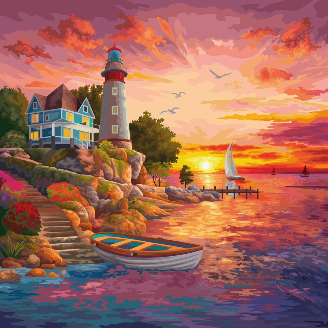 Solve PUZZLE - Sails In The Sunset jigsaw puzzle online with 81 pieces