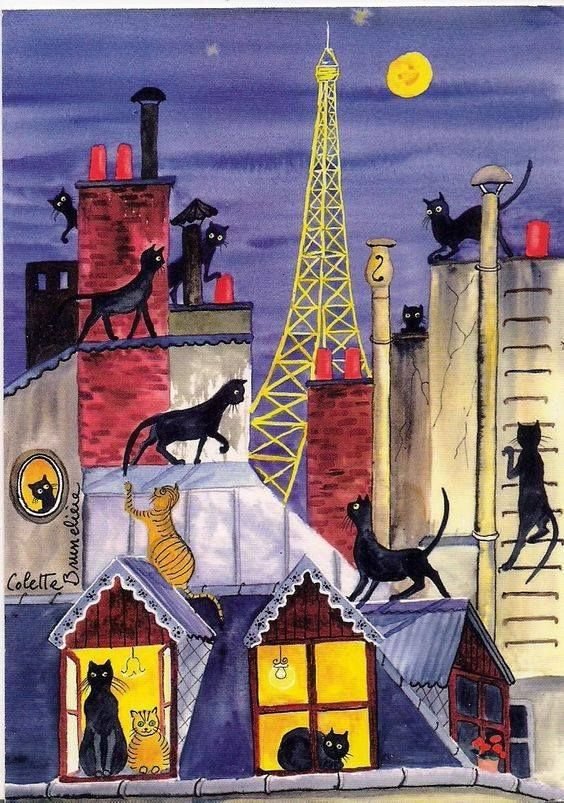 Solve Cats in Paris jigsaw puzzle online with 88 pieces