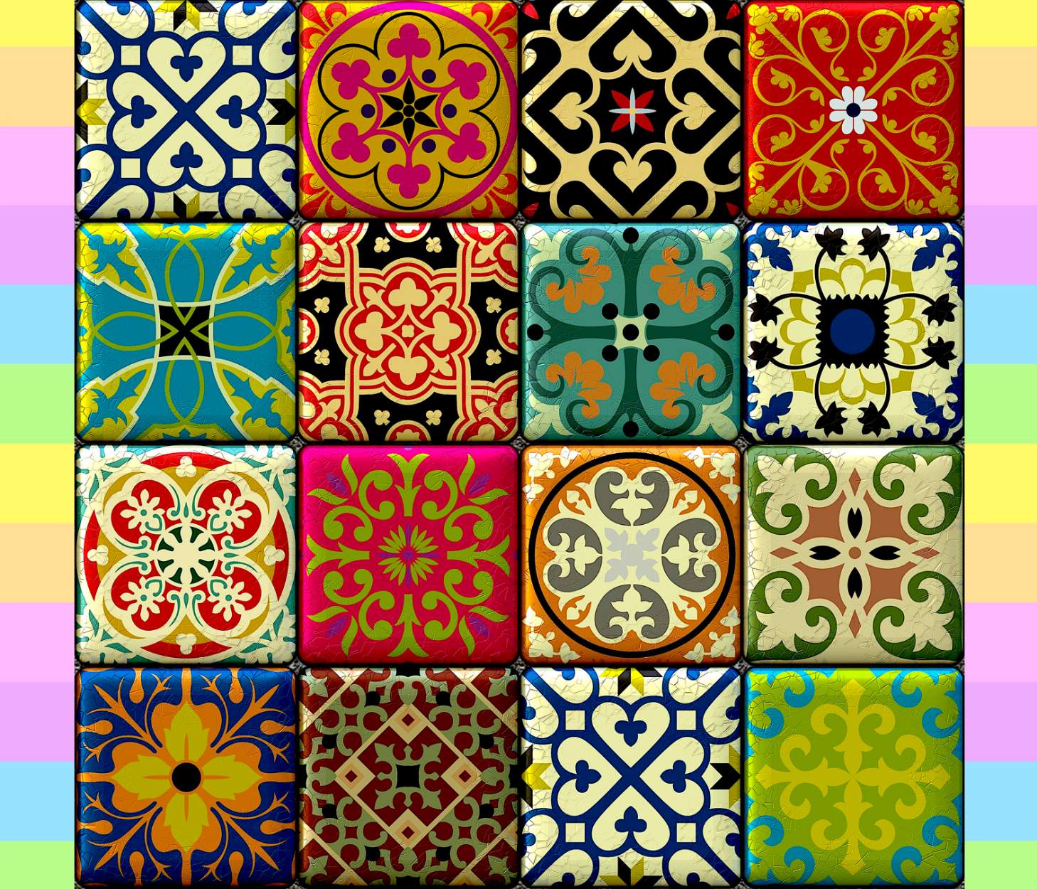 Solve Mosaic Tiles jigsaw puzzle online with 120 pieces