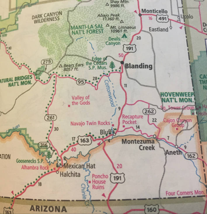Solve A Map Of Southeastern Utah jigsaw puzzle online with 16 pieces