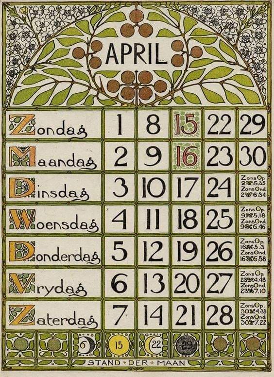 Solve Theodoor Willem Nieuwenhuis (1866-1951) - Art Nouveau Calendar ...
