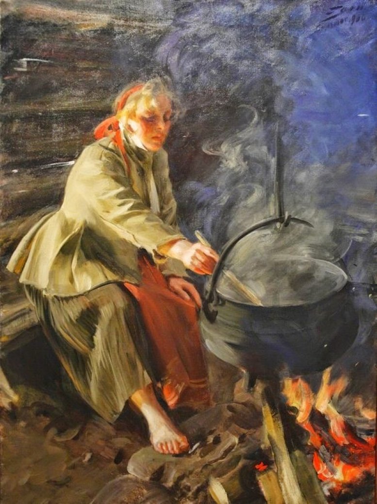 Solve Anders Zorn - (Swedish, 1860-1920) - In the Cookhouse (aka In the ...