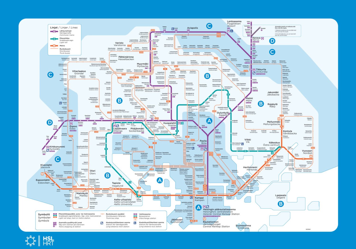 Solve Helsinki transit map jigsaw puzzle online with 475 pieces