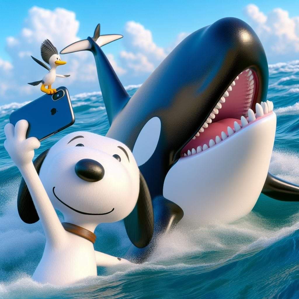 Solve Snoopy Whale jigsaw puzzle online with 196 pieces