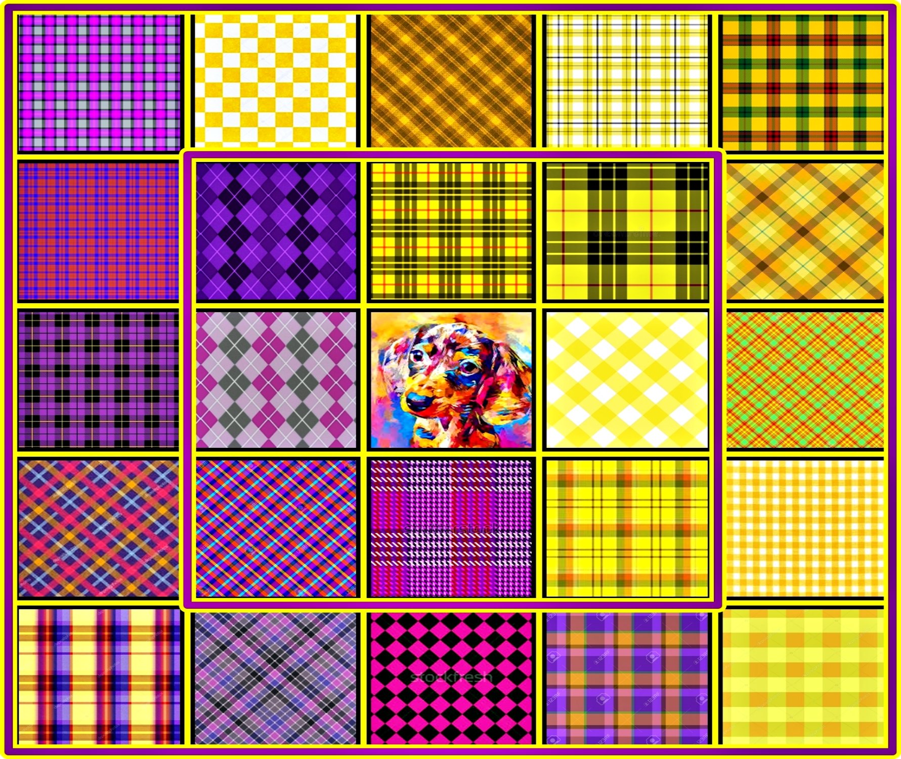 Solve Perfectly Plaid Puppy Love (W) jigsaw puzzle online with 252 pieces