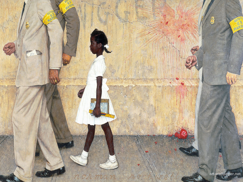 Solve Norman Rockwell Ruby Bridges jigsaw puzzle online with 130 pieces