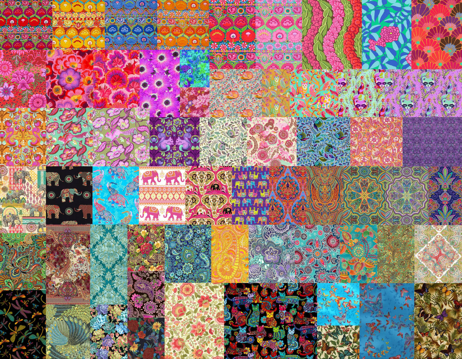 Jigsaw Puzzle | Fabulous Fabrics - Pink Elephants | 252 pieces | Jigidi