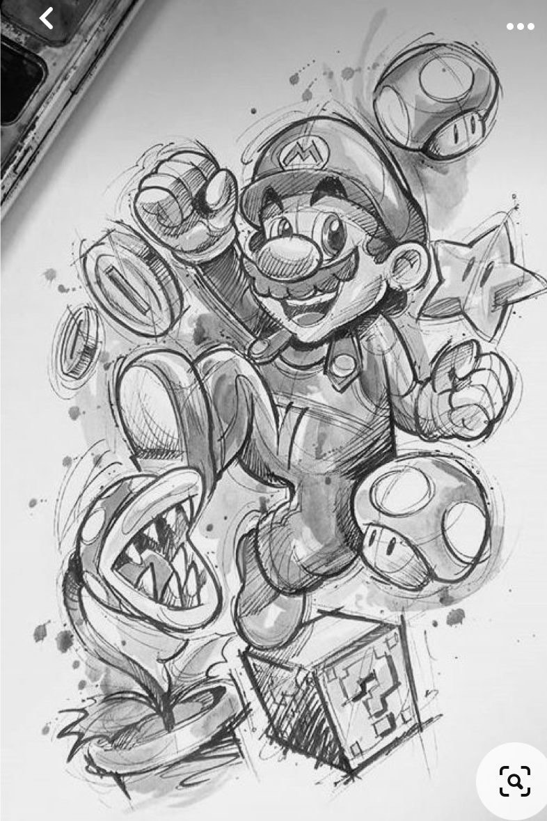 Solve super mario sketch jigsaw puzzle online with 247 pieces
