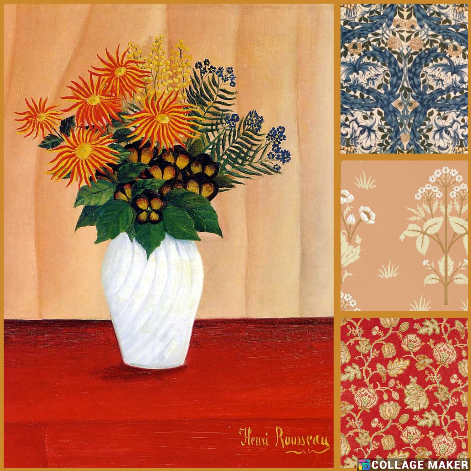 Solve Bouquet of Flowers by Henri Rousseau with Wm Morris prints jigsaw ...