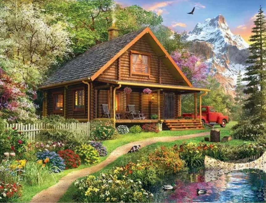 Solve LOG CABIN jigsaw puzzle online with 80 pieces