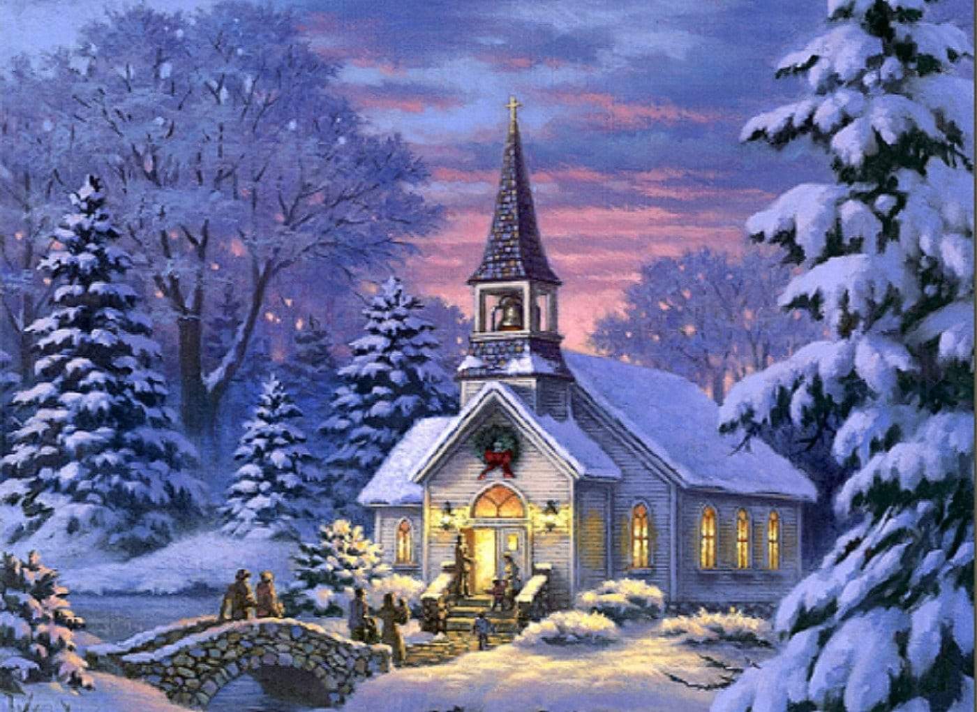 Solve Country Christmas Church jigsaw puzzle online with 352 pieces