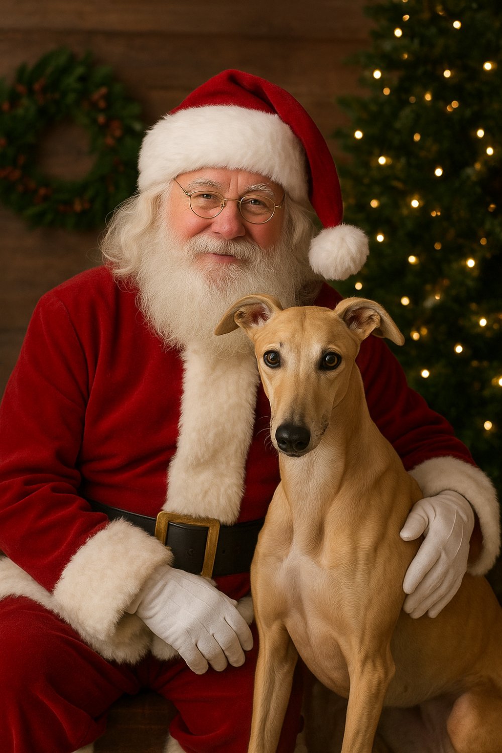 Solve Santa and his greyhound jigsaw puzzle online with 198 pieces