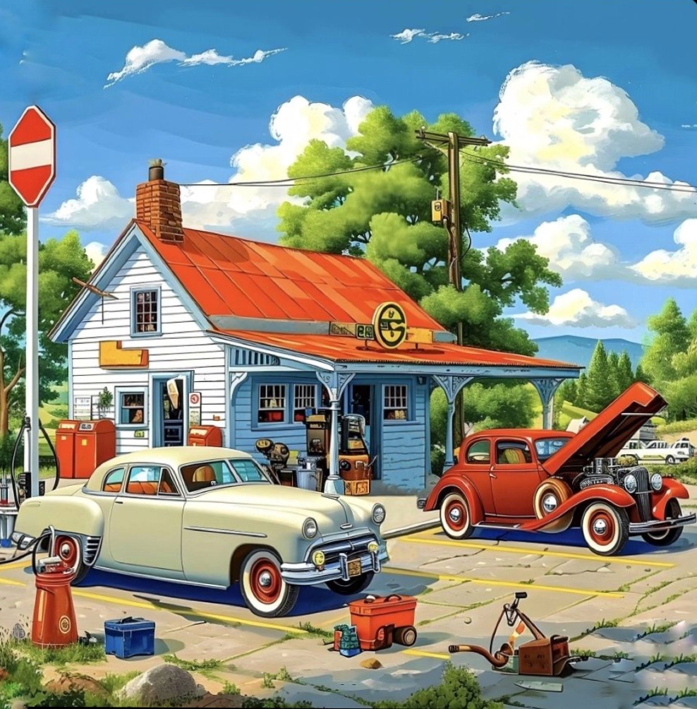 Solve Old time Gas station jigsaw puzzle online with 225 pieces