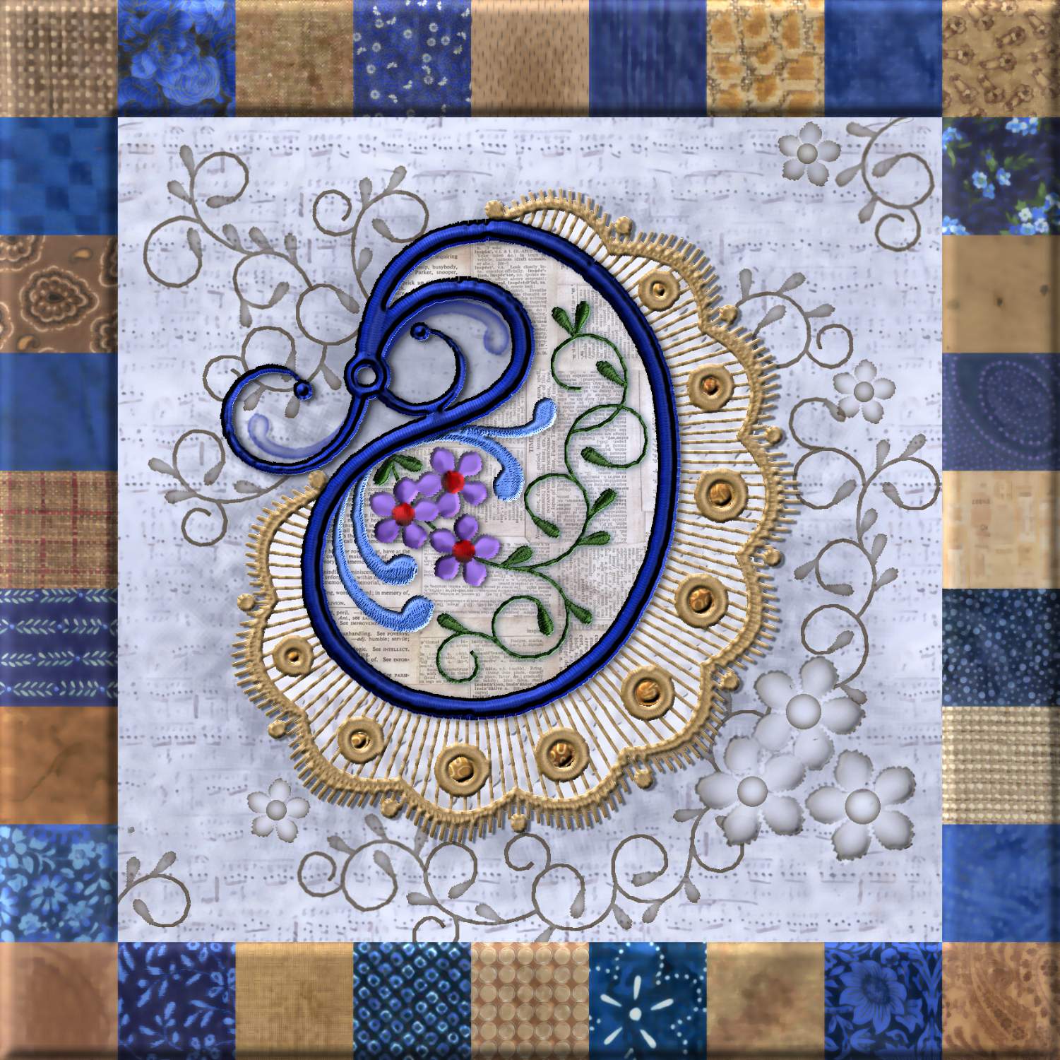 Solve Framed Floral Paisley jigsaw puzzle online with 361 pieces
