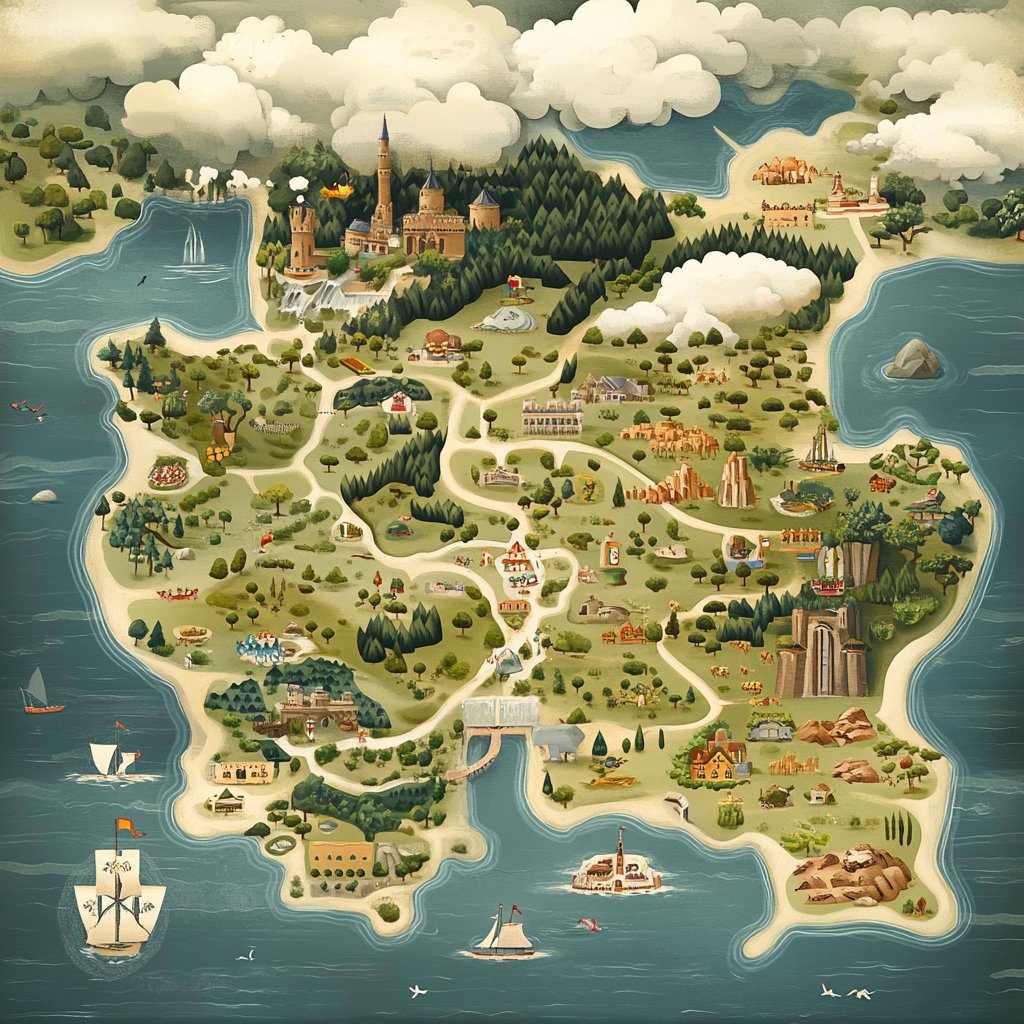 Solve Map of a secret country jigsaw puzzle online with 49 pieces