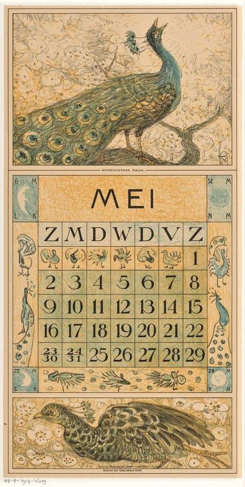Solve Theodorus van Hoytema (1863-1917) - May 1915 calendar page ...