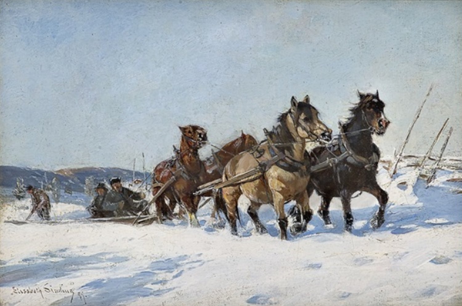 Solve Elisabeth Sinding: Hestespann, vinter (1899) jigsaw puzzle online ...