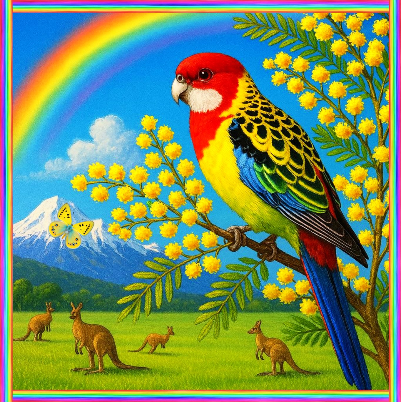 Solve AI Eastern Rosella jigsaw puzzle online with 100 pieces