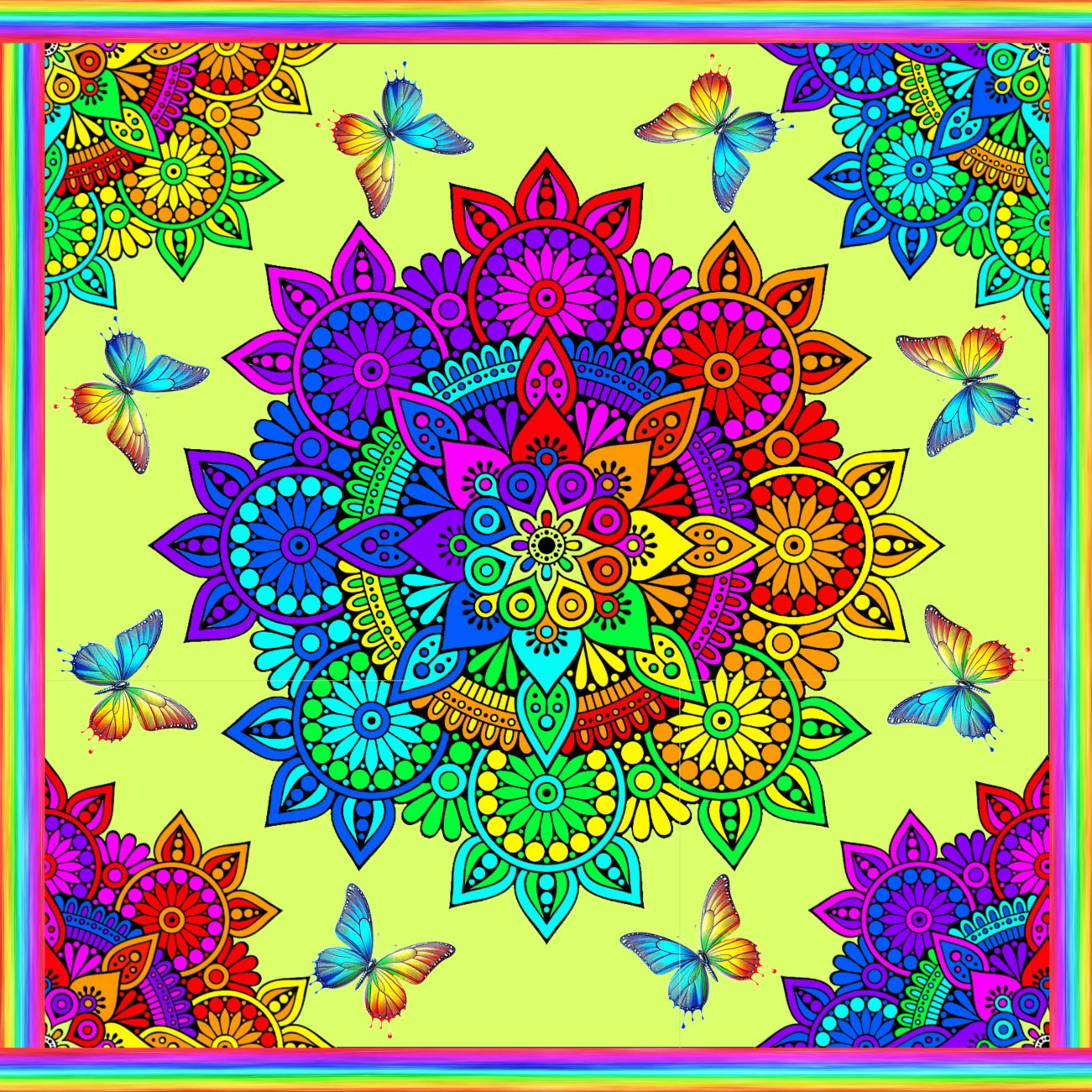 Solve Mandala Rainbow 29 jigsaw puzzle online with 196 pieces
