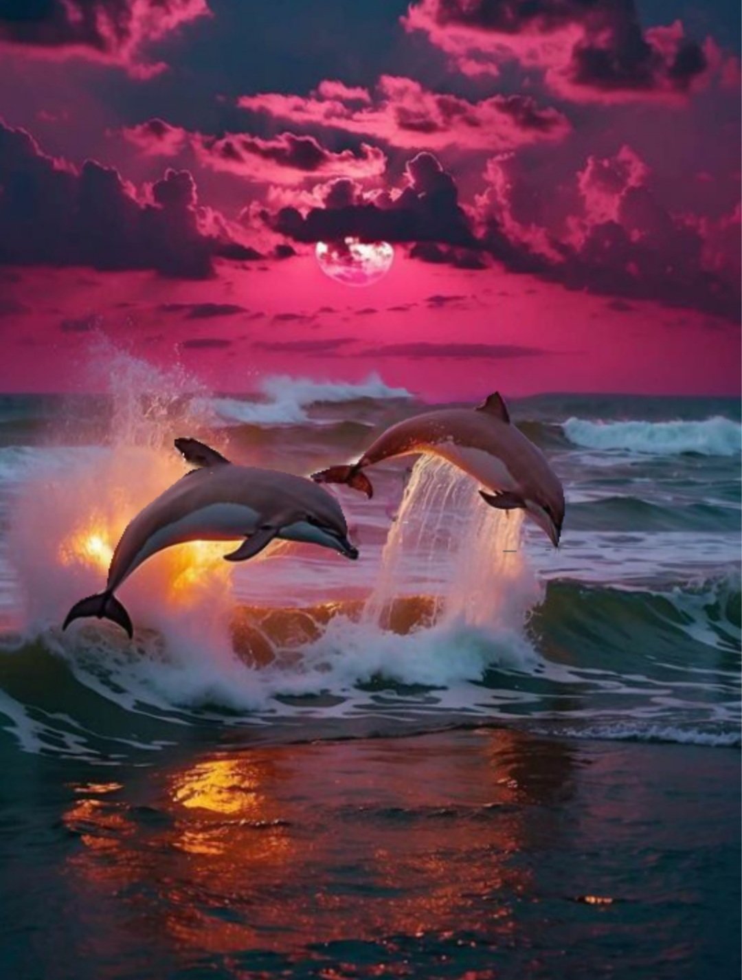 Solve jumping dolphins jigsaw puzzle online with 165 pieces