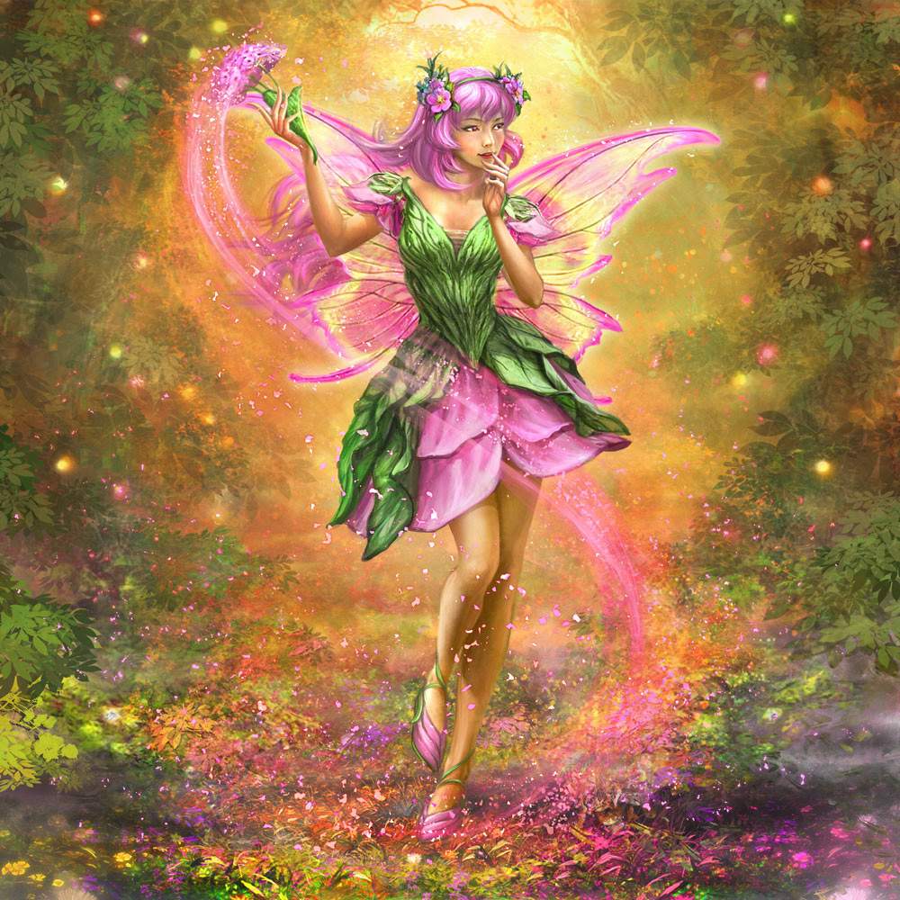 Solve Spring flower fairy jigsaw puzzle online with 64 pieces