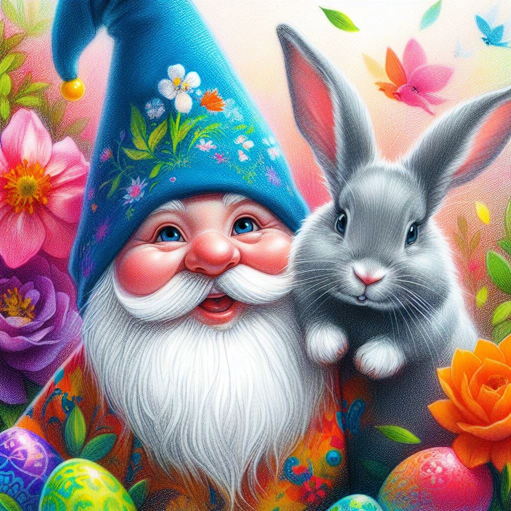 Solve happy gnome Norman with the Easter Bunny jigsaw puzzle online ...