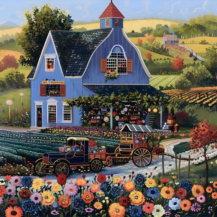 Solve Countryside Cottage jigsaw puzzle online with 64 pieces