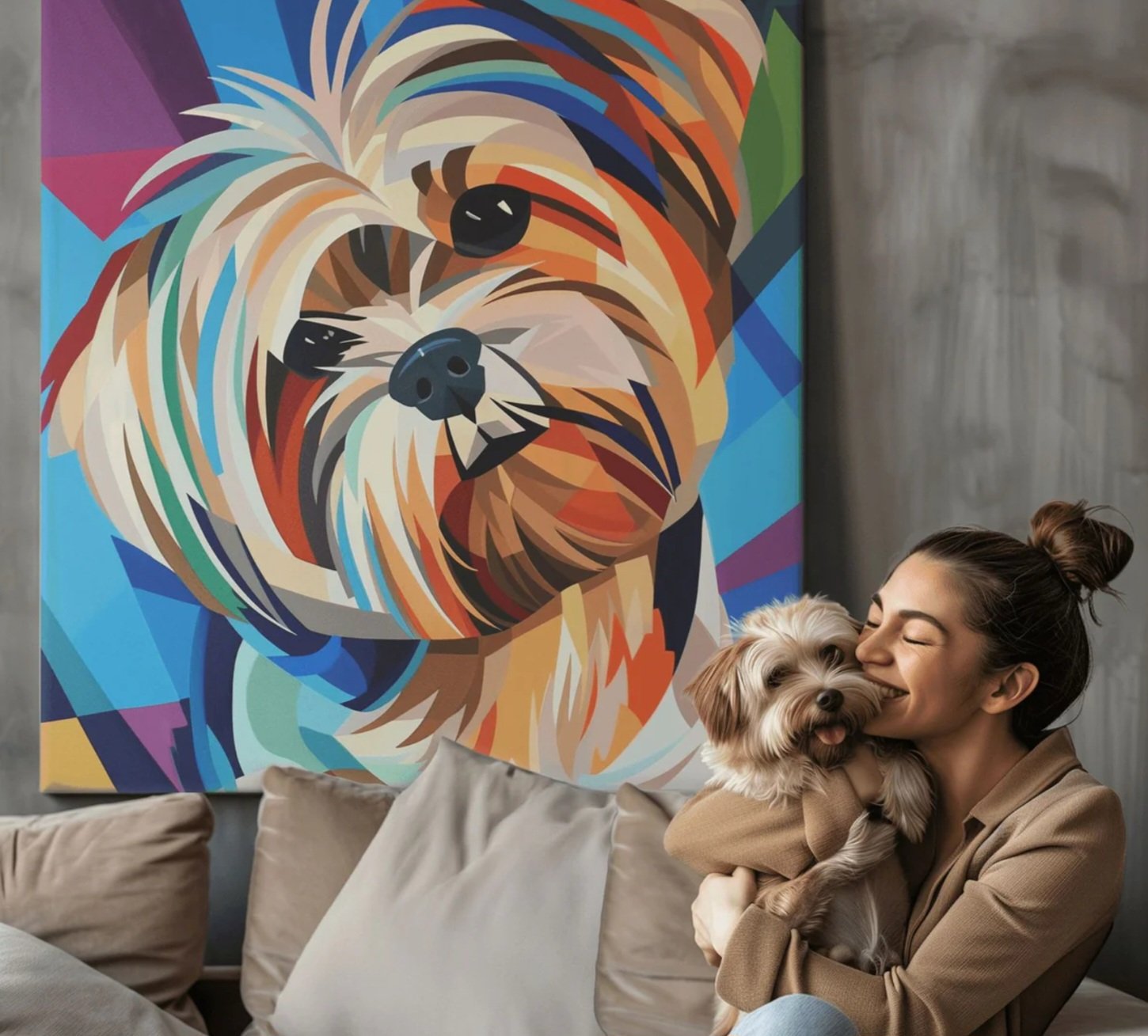 Solve Cubism For Dogs jigsaw puzzle online with 90 pieces