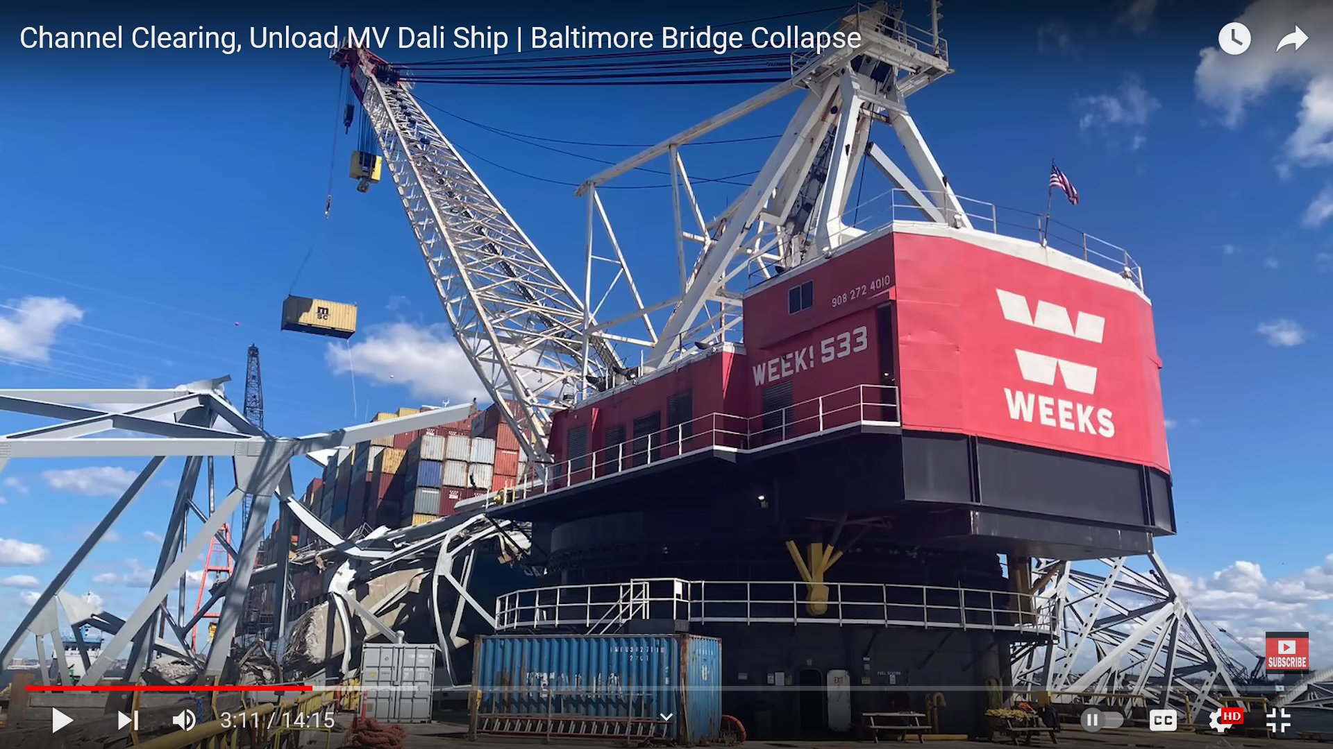 Solve Weeks 533 Crane Removing Containers From Dali - Baltimore Harbor ...