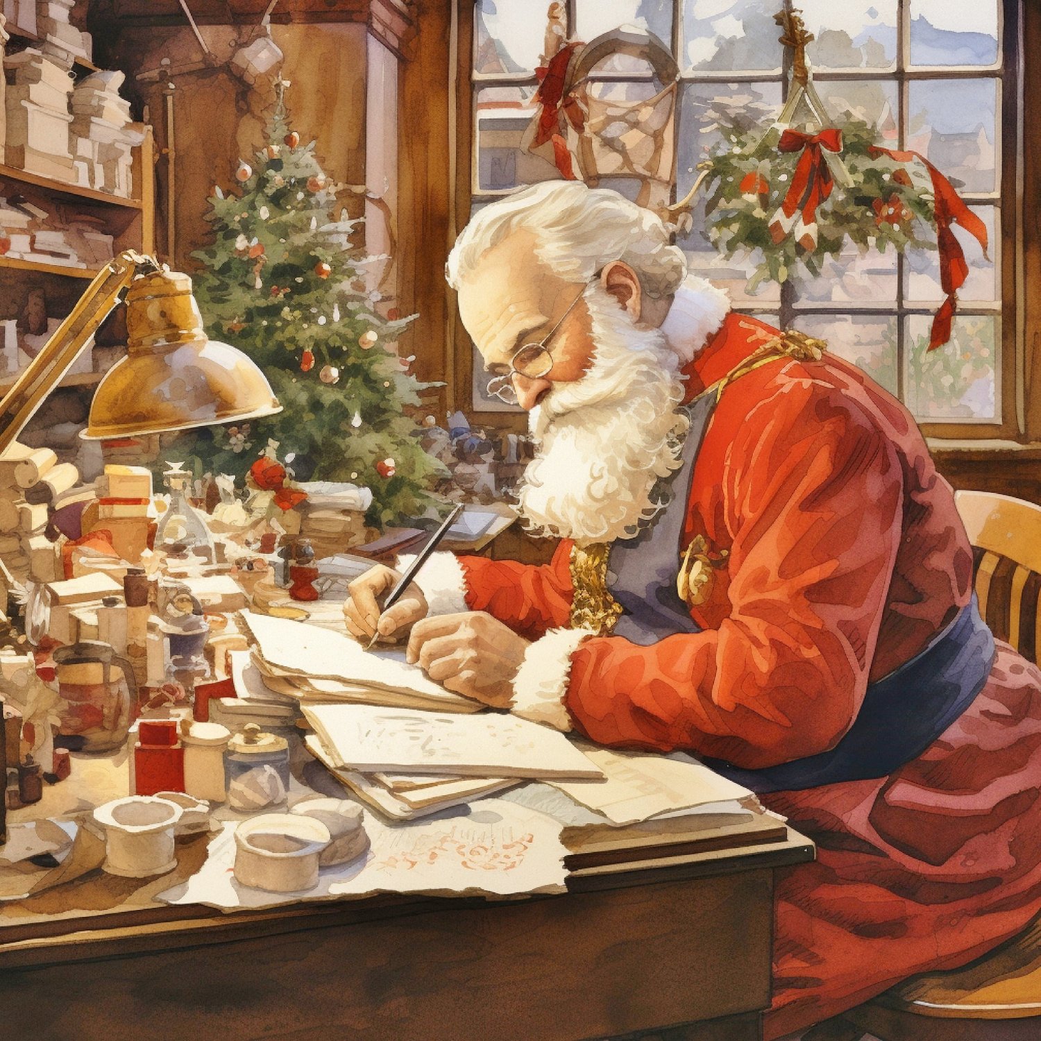 Solve Santa Making His List, resizable 9 to 600 pieces jigsaw puzzle ...