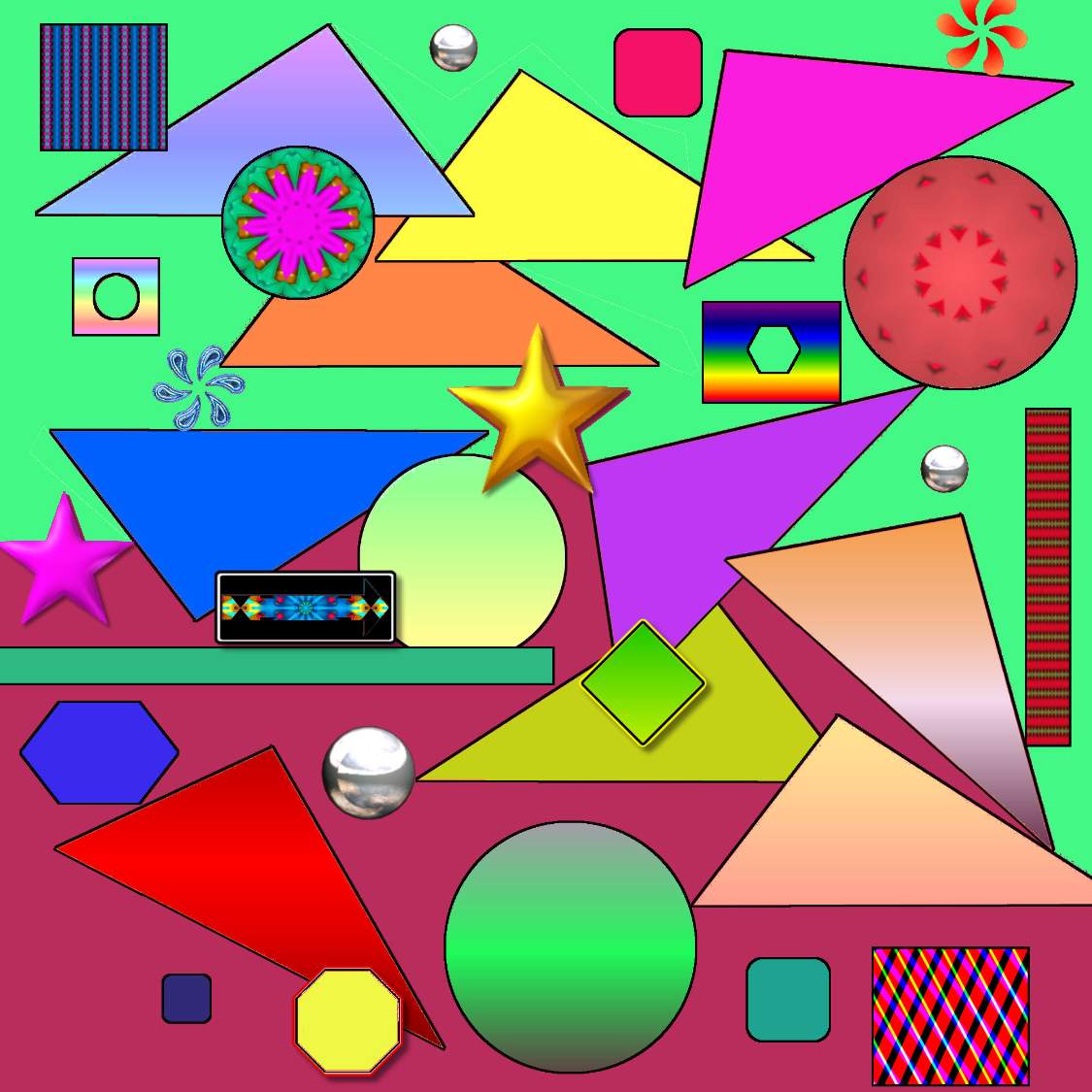 Solve SHAPES IN A PUZZLE jigsaw puzzle online with 36 pieces
