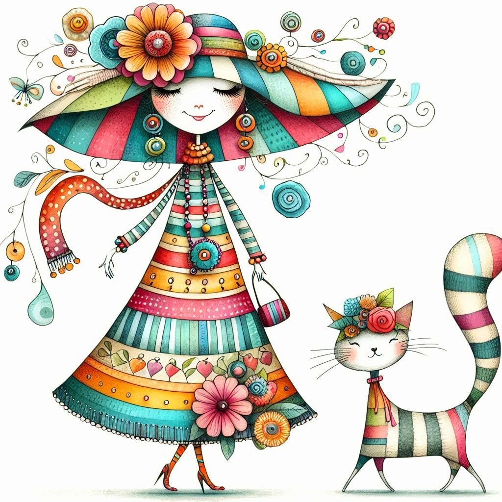 Solve Lizzy et son chat jigsaw puzzle online with 306 pieces