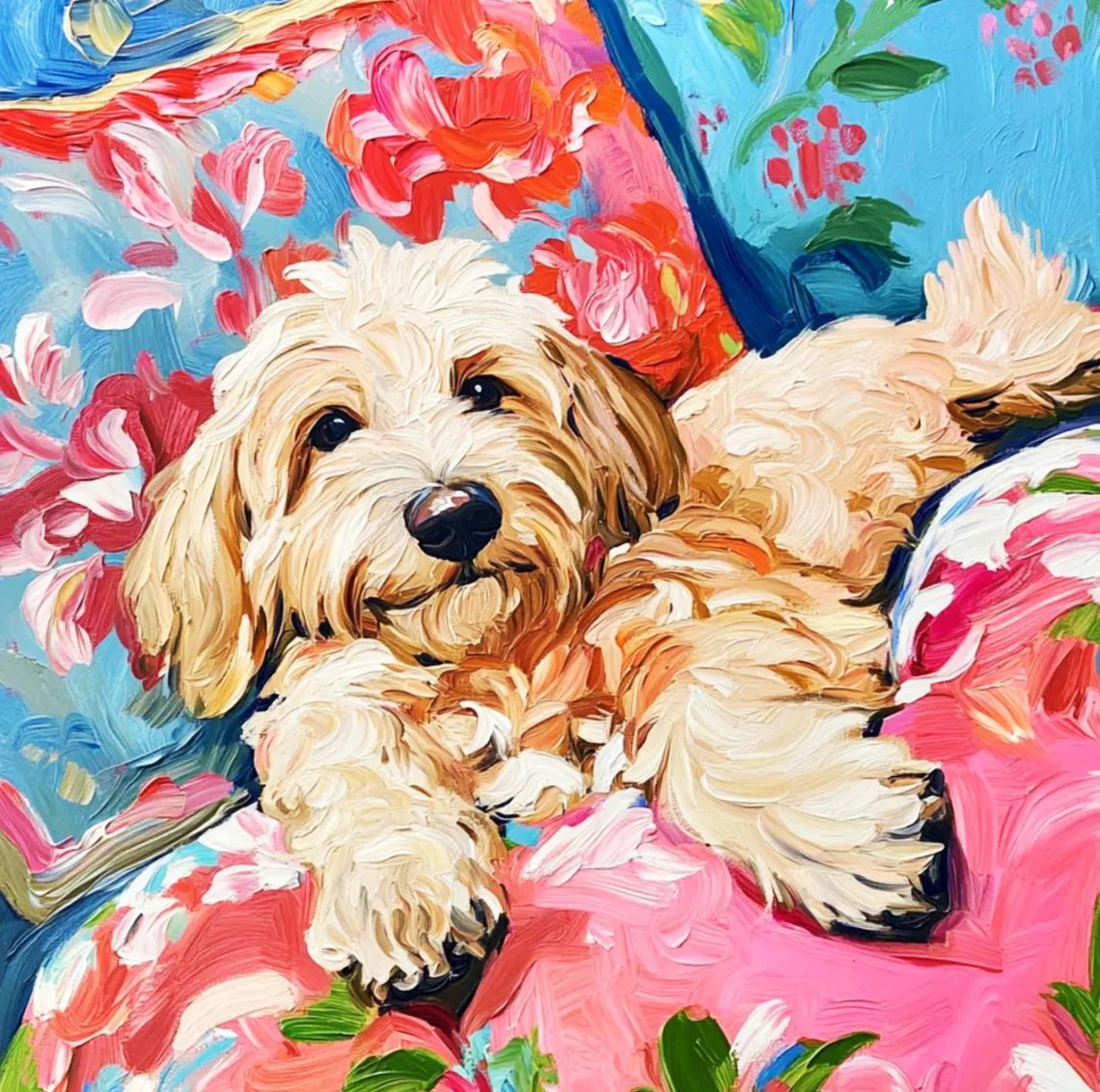 Solve Sleepy Labradoodle jigsaw puzzle online with 256 pieces