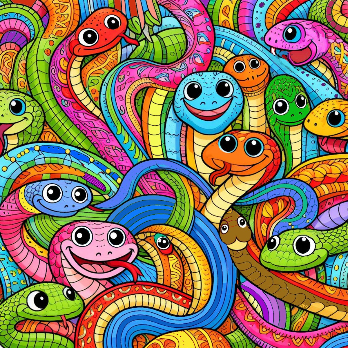 Solve HAPPY SNAKES jigsaw puzzle online with 36 pieces