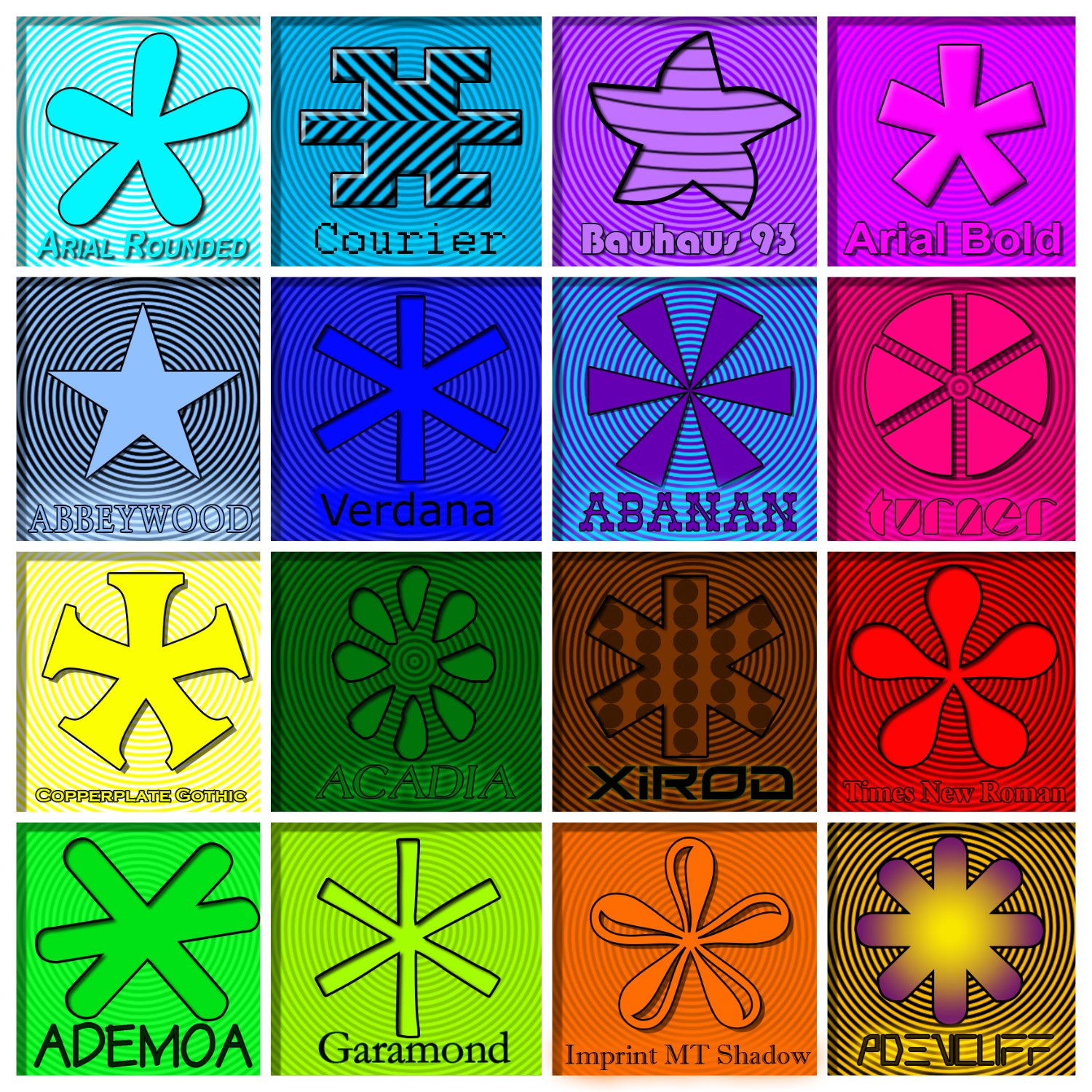 Solve Font Asterisk Sampler jigsaw puzzle online with 100 pieces