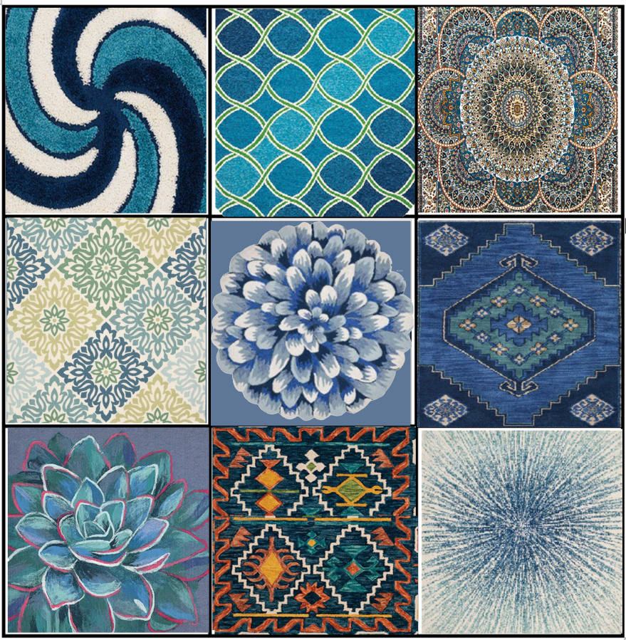 Solve patchwork rugs in blue jigsaw puzzle online with 49 pieces