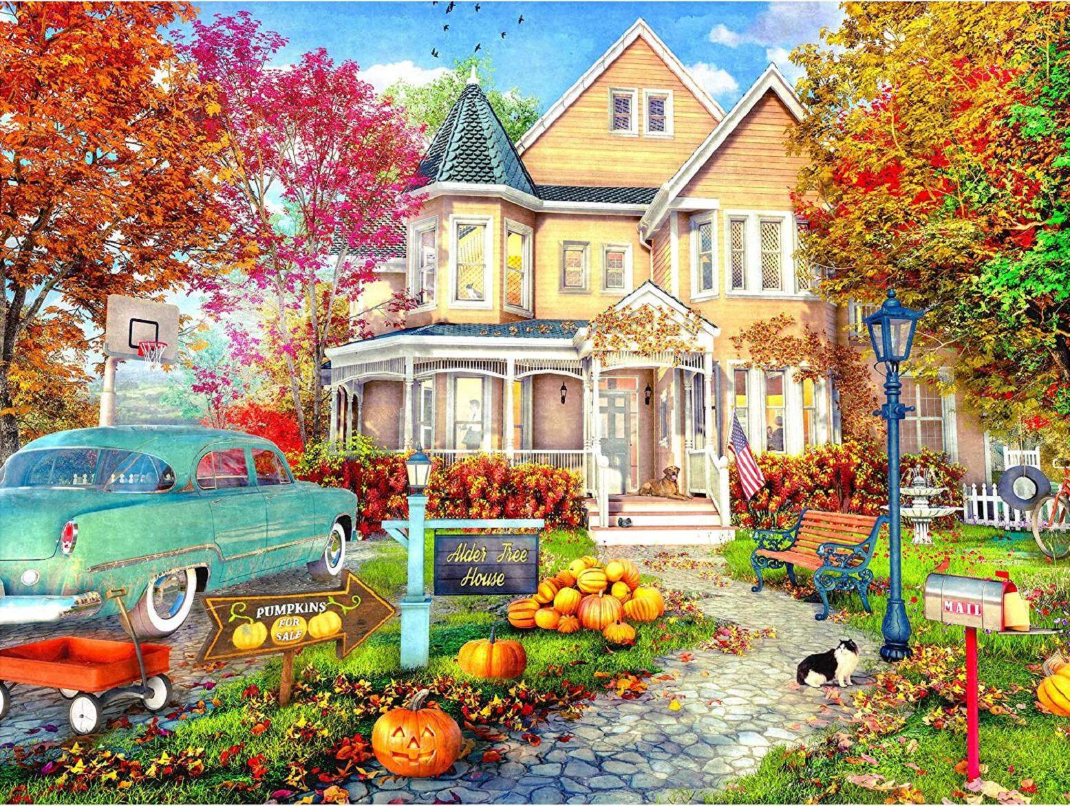 Solve Autumn Townhouse jigsaw puzzle online with 500 pieces