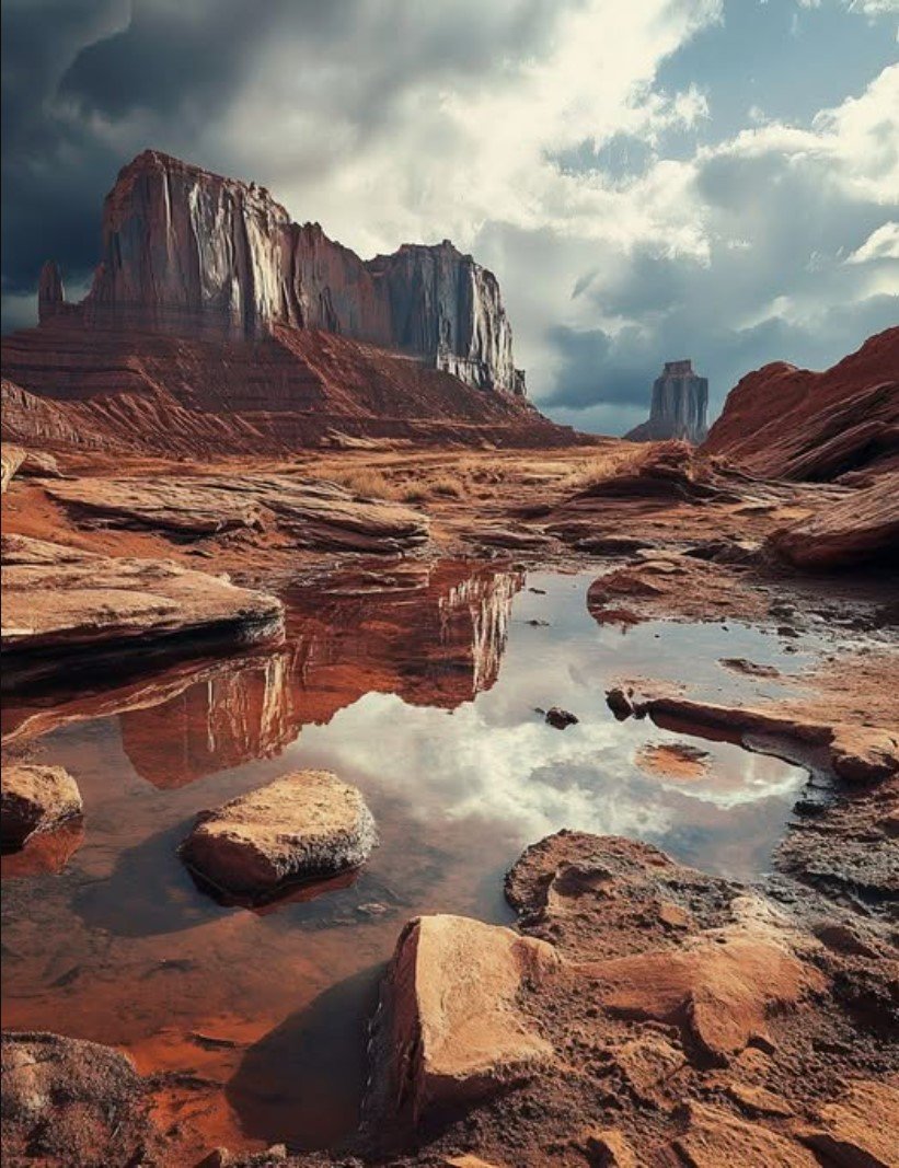 Solve Courthouse Towers reflecting in a high desert pool, Arches ...