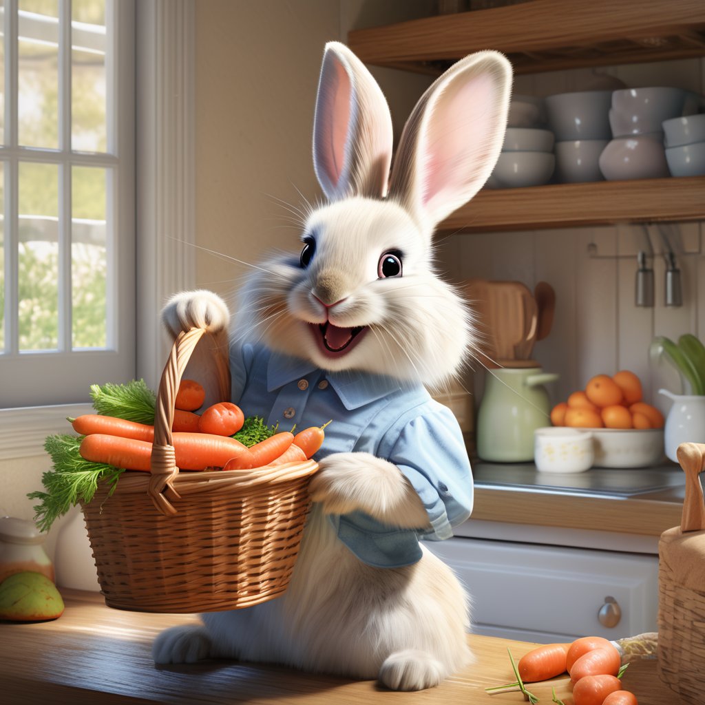 Solve Bunny with carrots jigsaw puzzle online with 64 pieces