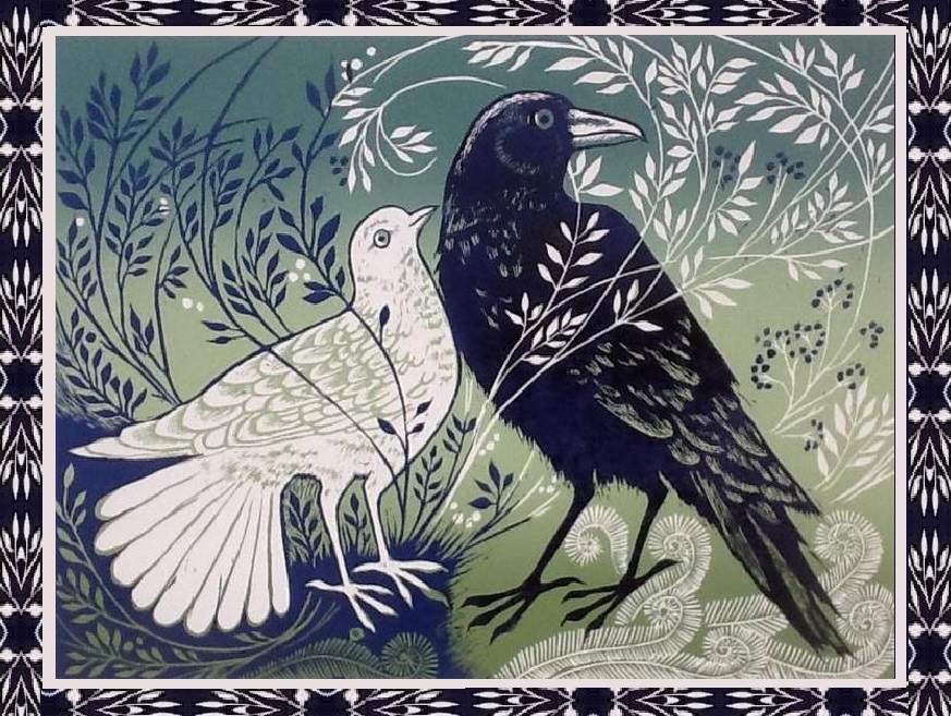 Solve The Raven and the Dove jigsaw puzzle online with 130 pieces